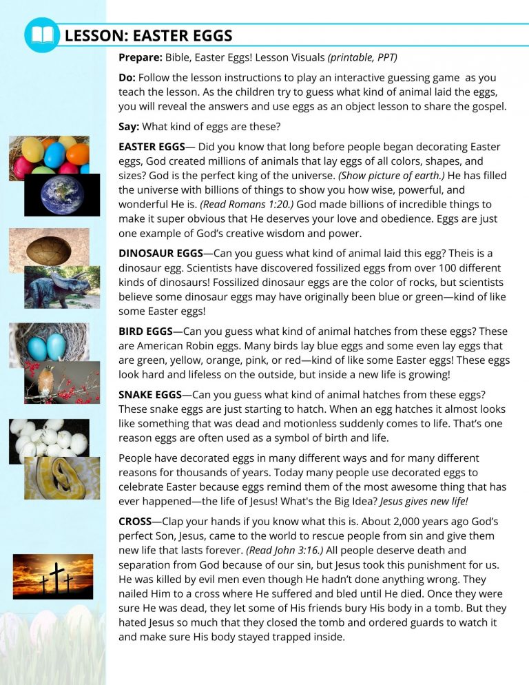 Easter Eggs Bible Lesson – Kids Enjoying Jesus
