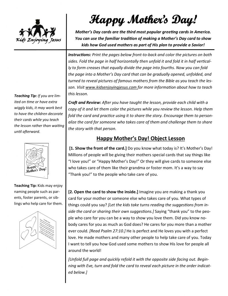 Mother’s Day Bible Lesson – Kids Enjoying Jesus