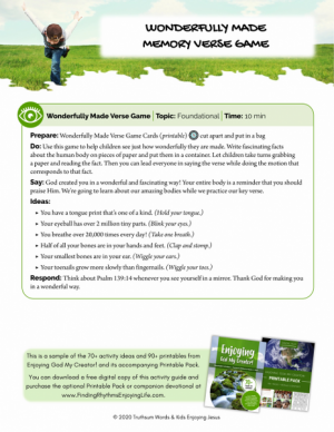 Wonderfully Made Memory Verse Game – Kids Enjoying Jesus