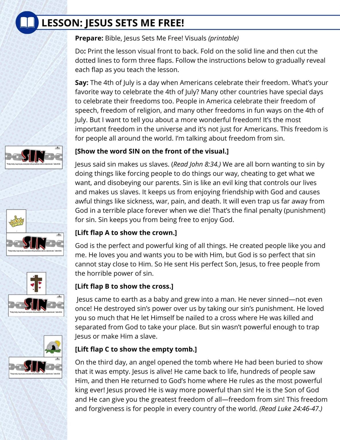 Jesus Sets Me Free! Bible Lesson – Kids Enjoying Jesus