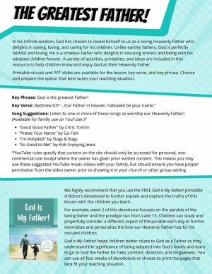 The Greatest Father! Bible Lesson – Kids Enjoying Jesus