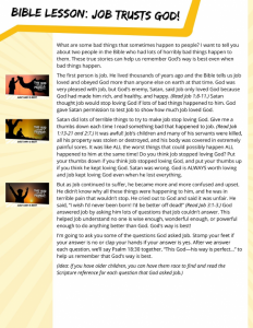 Job Trusts God! Bible Lesson - Kids Enjoying Jesus