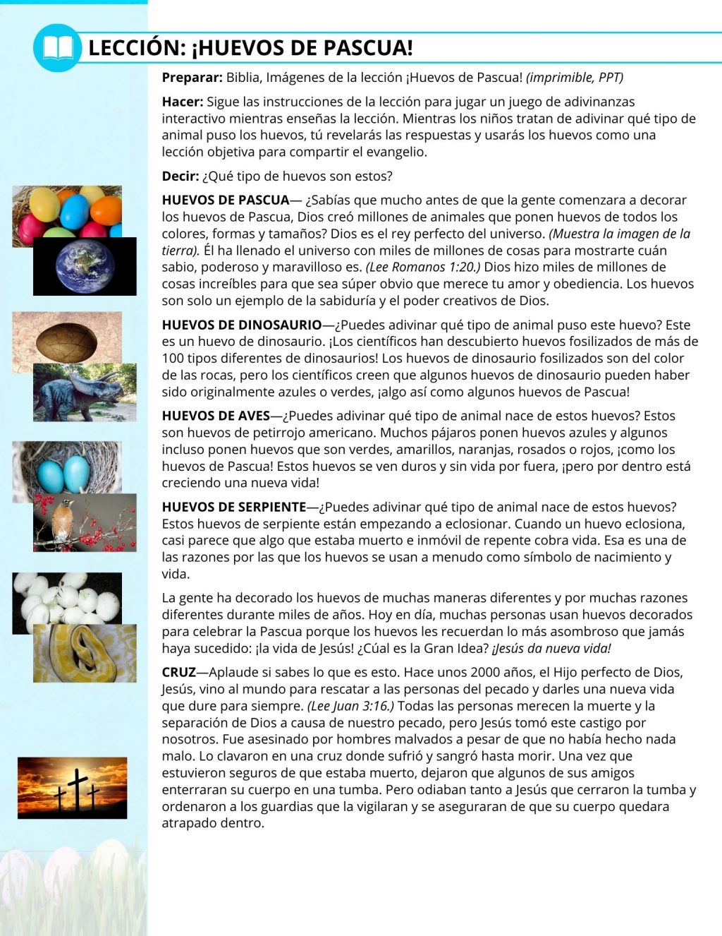 ¡Huevos de Pascua! Lección Bíblica – Kids Enjoying Jesus